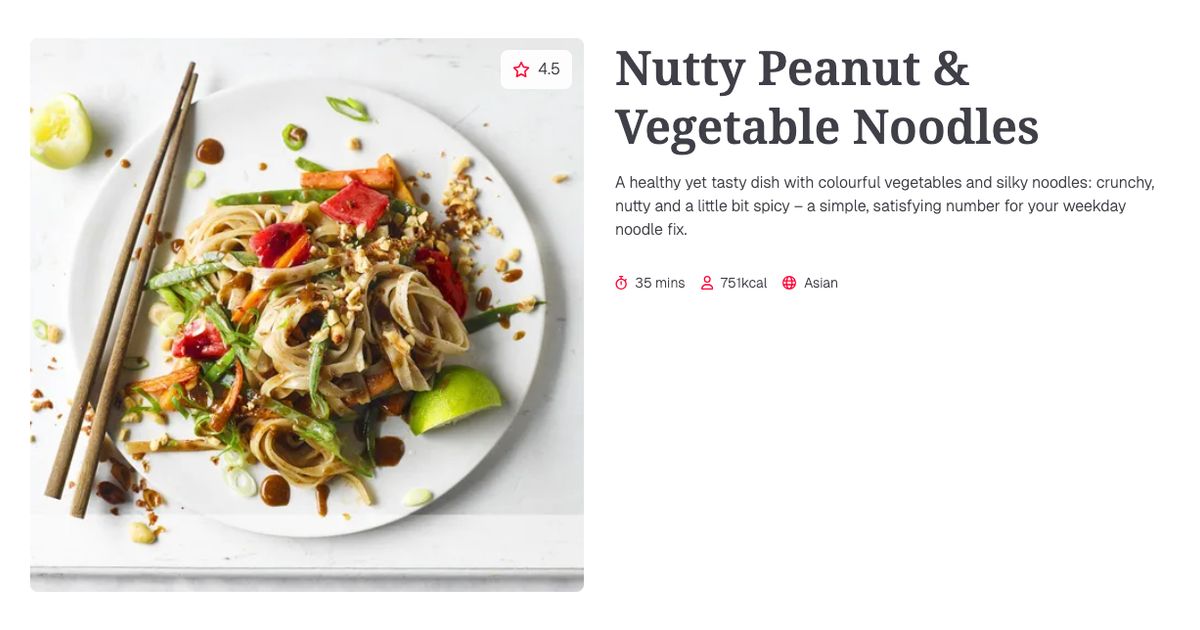 Nutty Peanut & Vegetable Noodles (35 mins) | Gousto Recipe Search