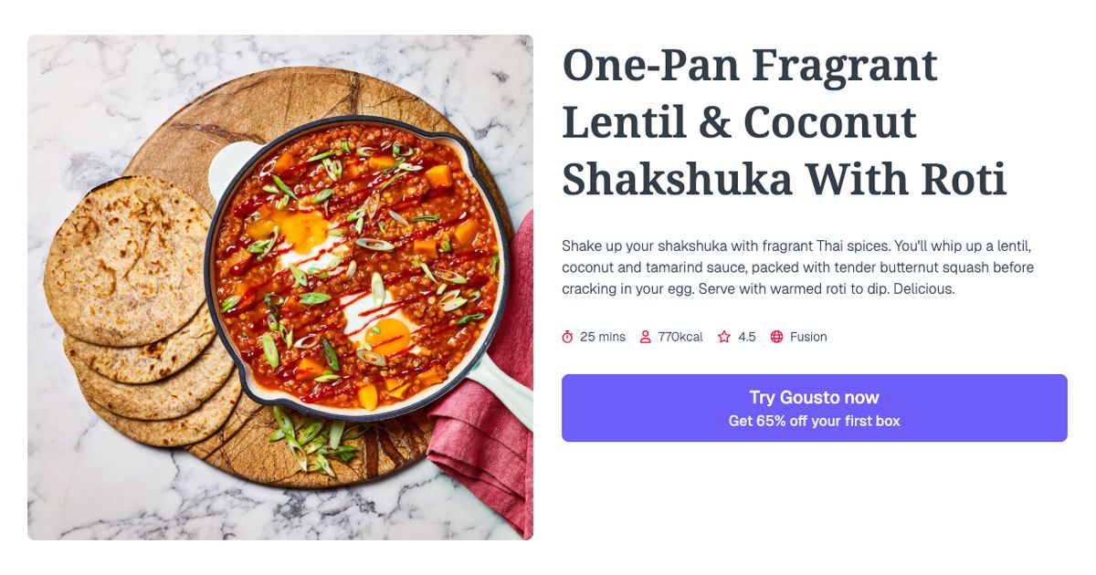 One Pan Fragrant Lentil & Coconut Shakshuka With Roti (25 mins ...