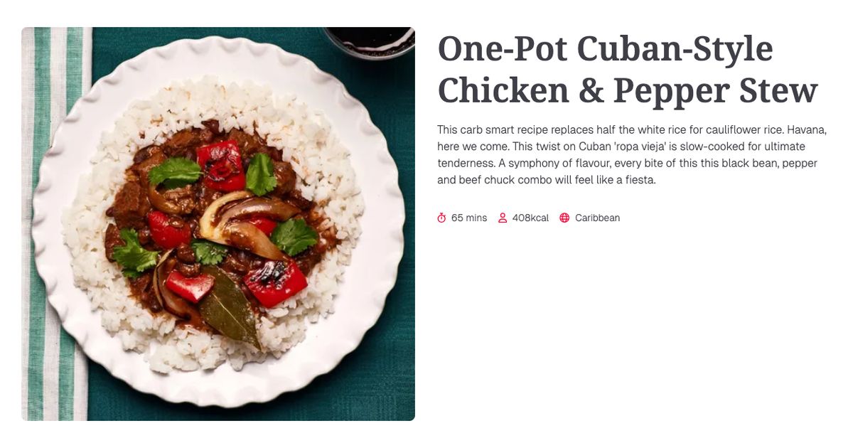 One-Pot Cuban-Style Chicken & Pepper Stew (65 mins) | Gousto Recipe Search