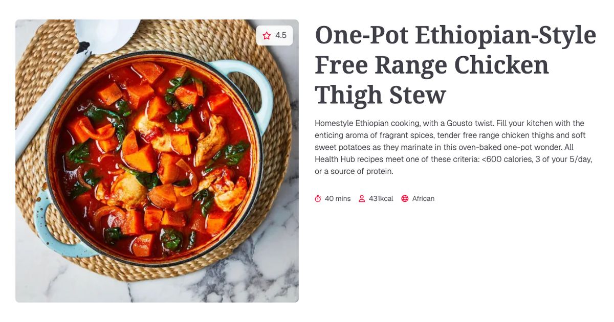 One-Pot Ethiopian-Style Free Range Chicken Thigh Stew (40 mins ...