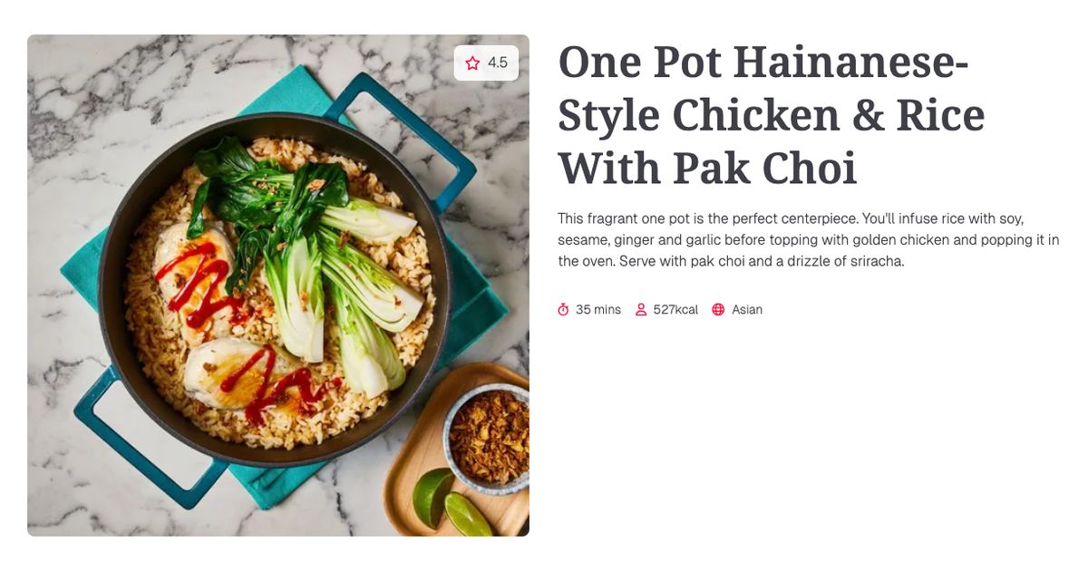 One Pot Hainanese-Style Chicken & Rice With Pak Choi (35 mins) | Gousto ...