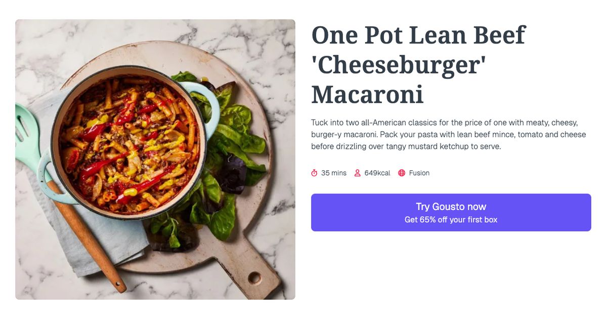 One Pot Lean Beef 'Cheeseburger' Macaroni (35 mins) | Gousto Recipe Search