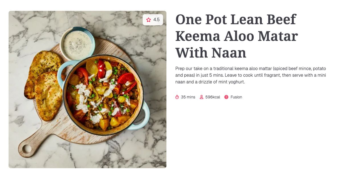 One Pot Lean Beef Keema Aloo Matar With Naan (35 mins) | Gousto Recipe ...