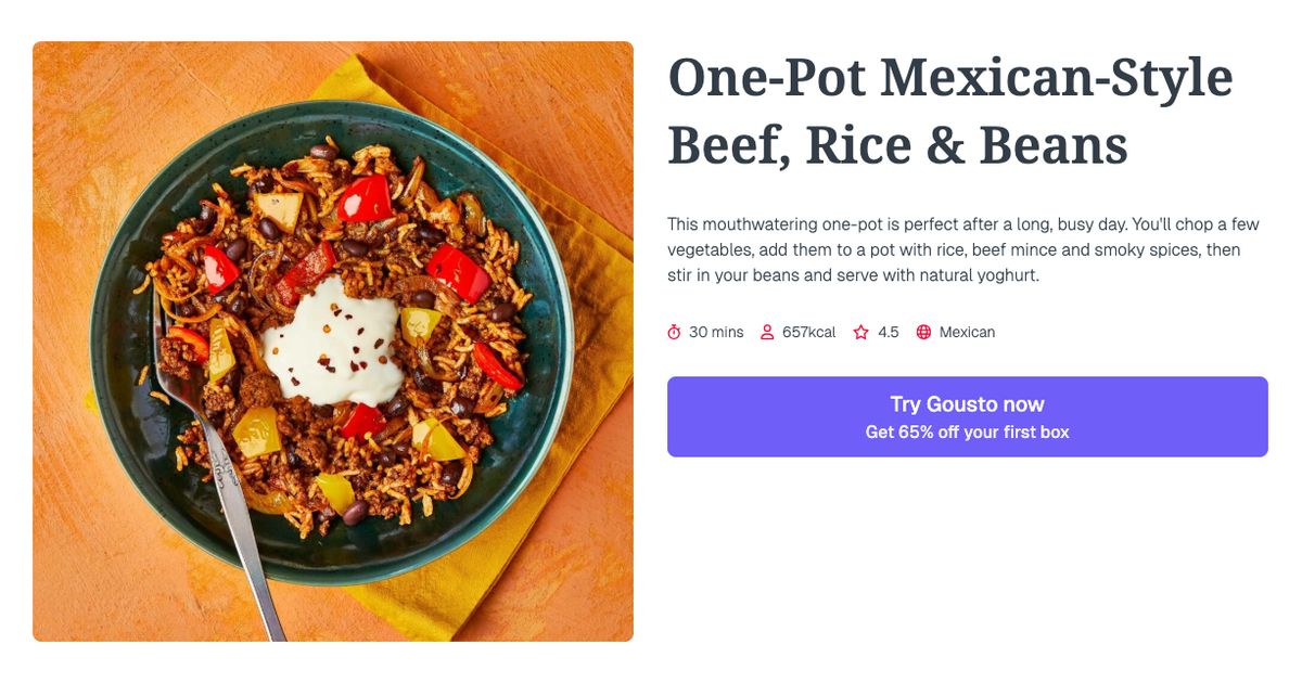One Pot Mexican-Style Beef, Rice & Beans (30 mins) | Gousto Recipe Search