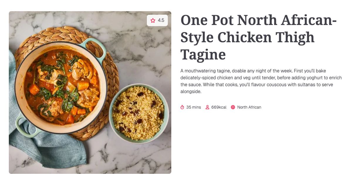 One Pot North African-Style Chicken Thigh Tagine (35 mins) | Gousto ...