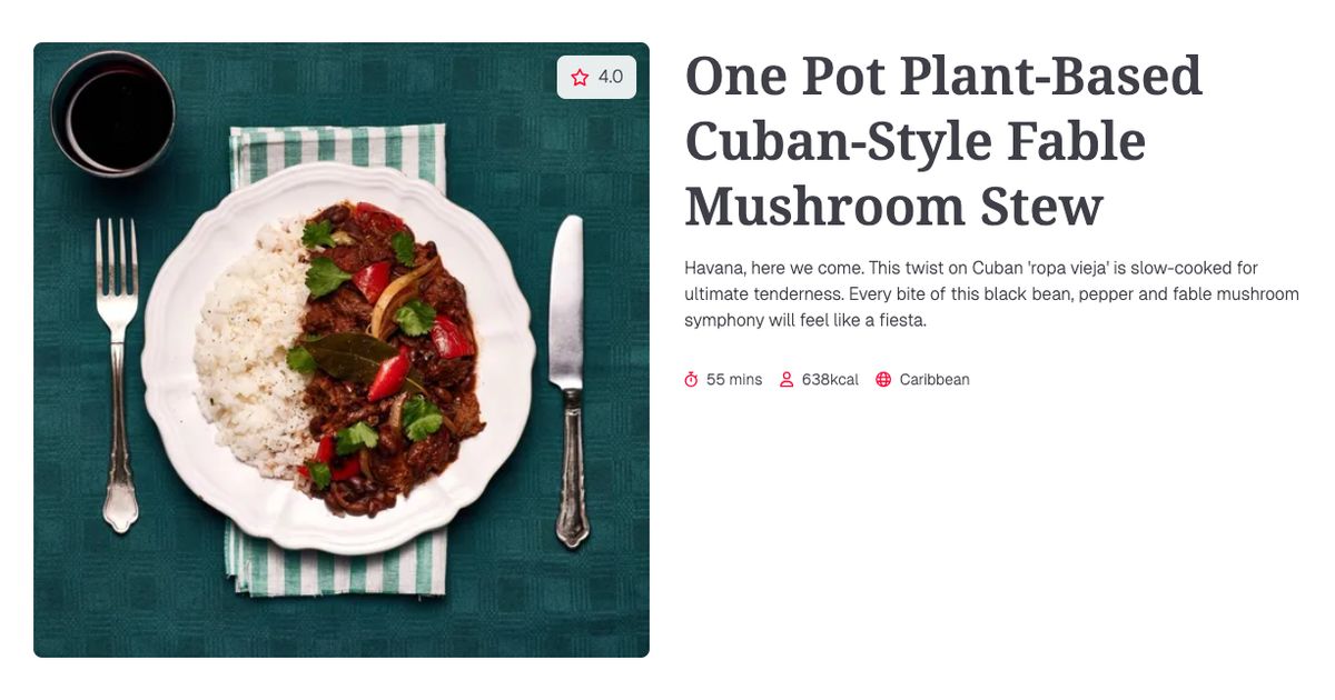 One Pot Plant-Based Cuban-Style Fable Mushroom Stew (55 mins) | Gousto ...