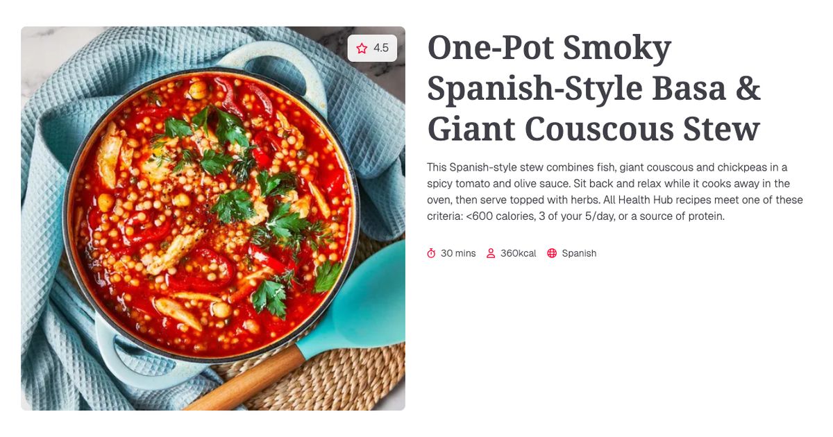 One-Pot Smoky Spanish-Style Basa & Giant Couscous Stew (30 mins ...