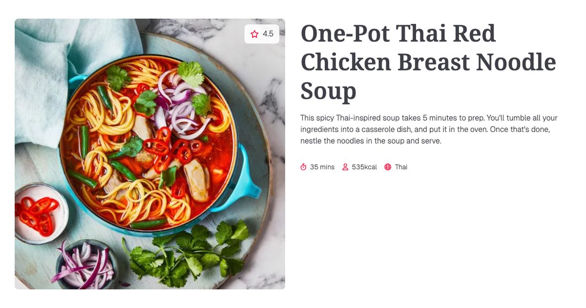 One-Pot Thai Red Chicken Breast Noodle Soup (35 mins) | Gousto Recipe ...