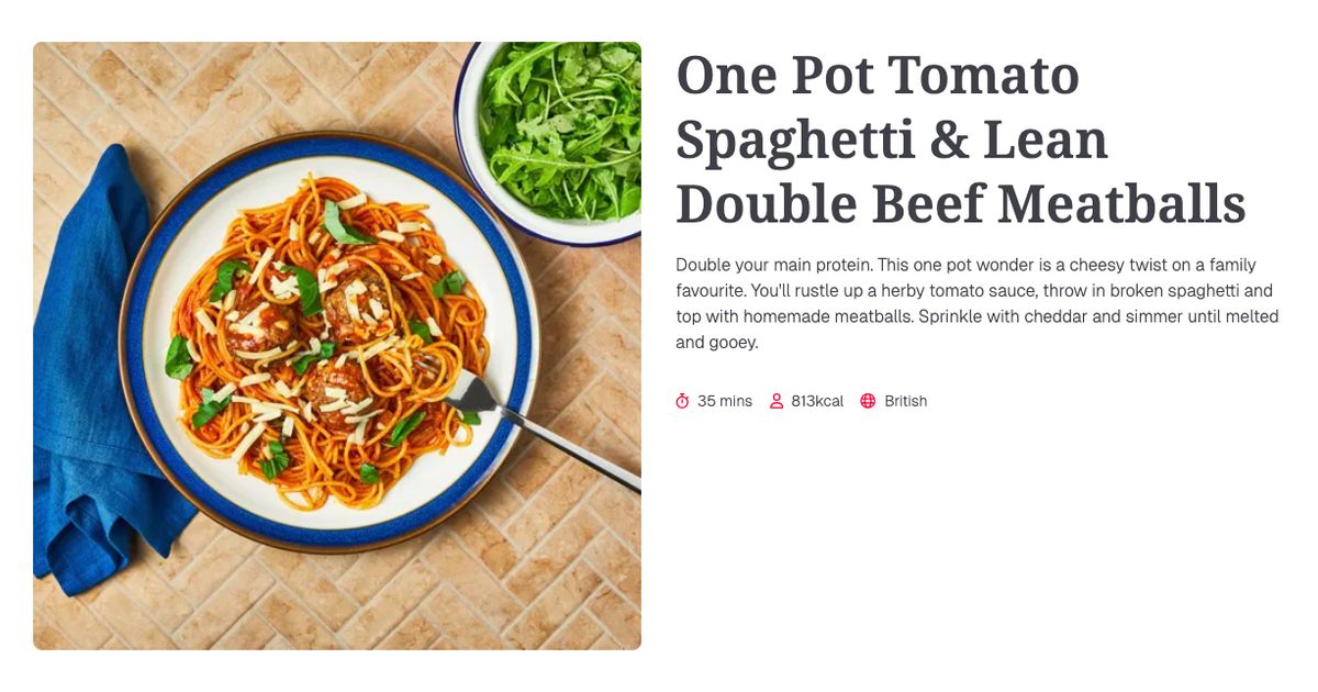 One Pot Tomato Spaghetti & Lean Double Beef Meatballs (35 mins ...