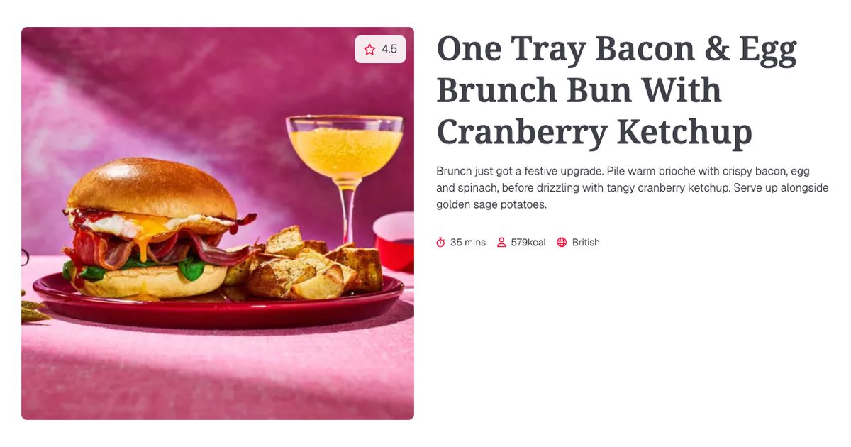 One Tray Bacon & Egg Brunch Bun With Cranberry Ketchup (35 mins ...
