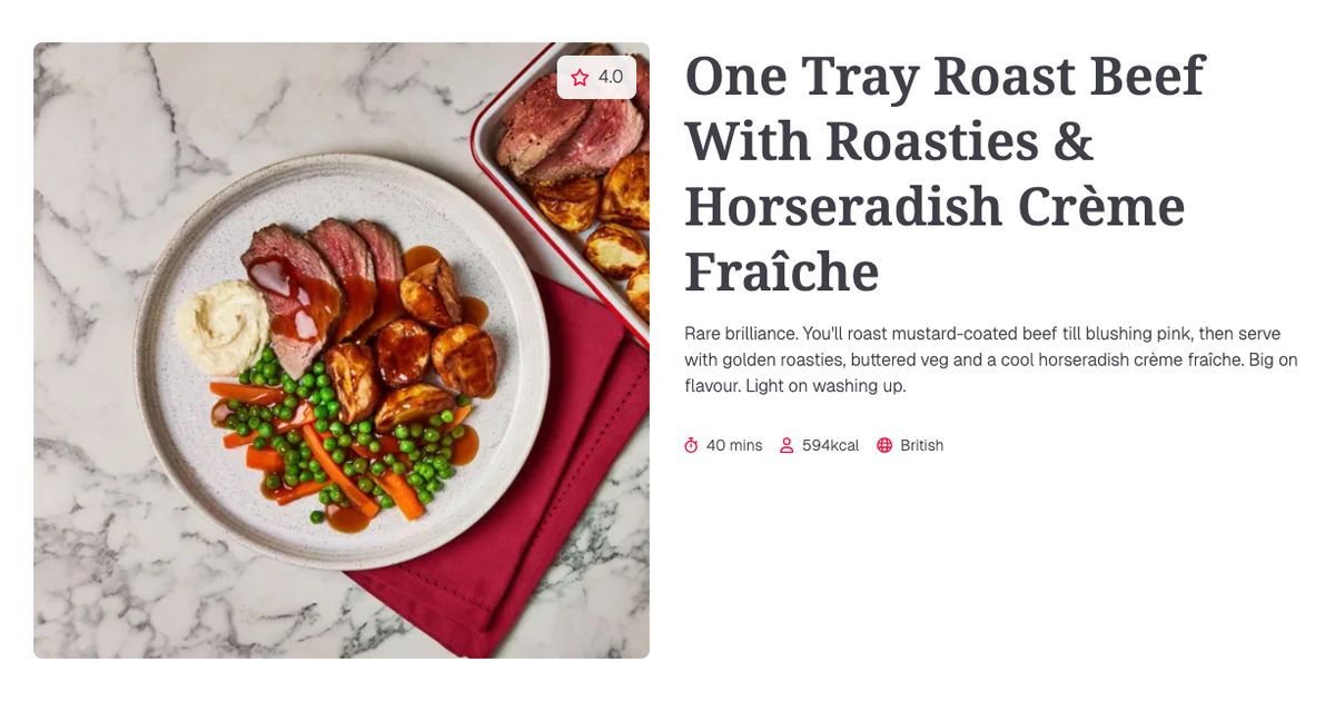 One Tray Roast Beef With Roasties & Horseradish Crème Fraîche (40 mins ...