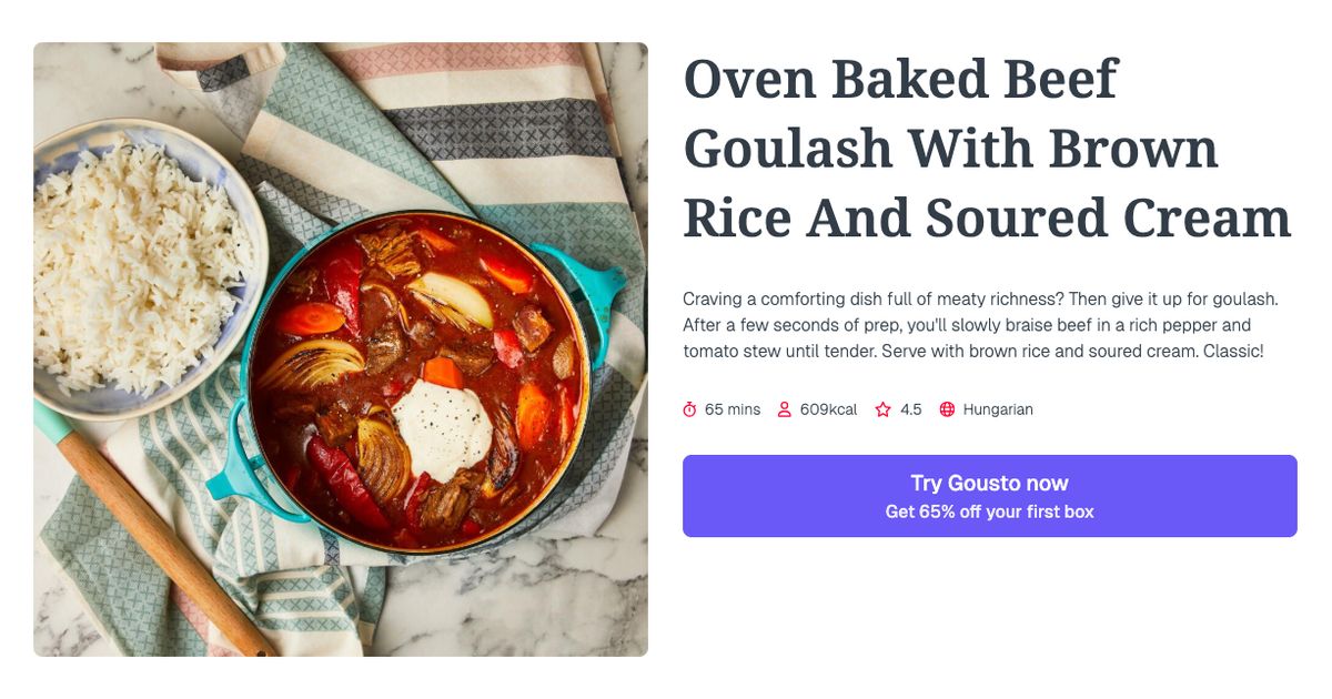 Oven Baked Beef Goulash With Brown Rice And Soured Cream (65 mins ...