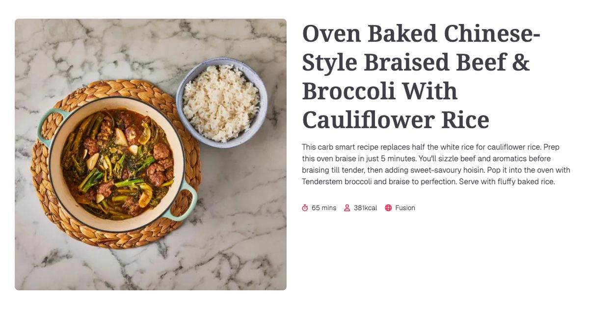 Oven Baked Chinese-Style Braised Beef & Broccoli With Cauliflower Rice ...