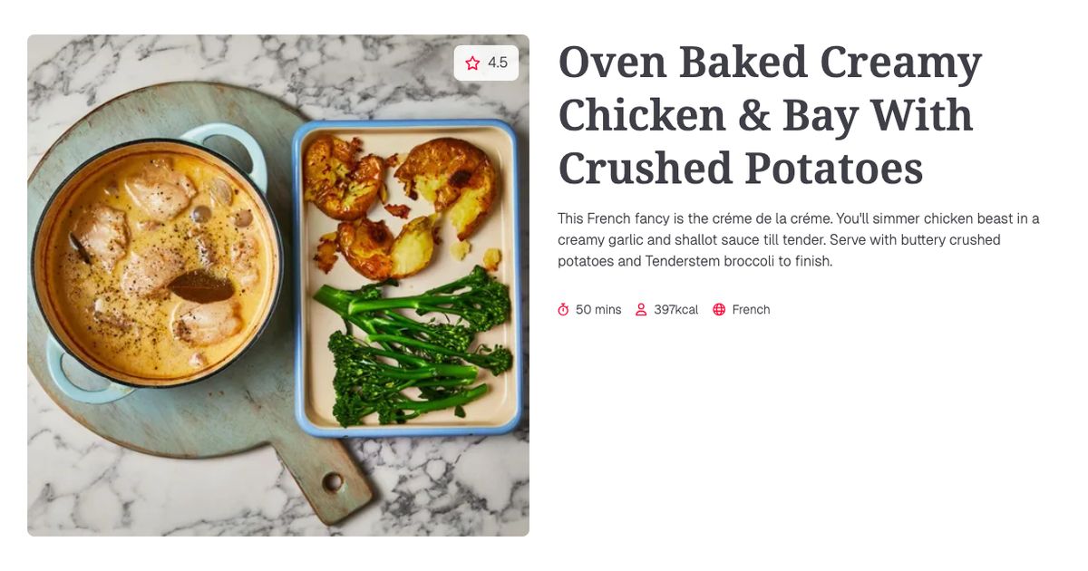 Oven Baked Creamy Chicken & Bay With Crushed Potatoes (50 mins ...