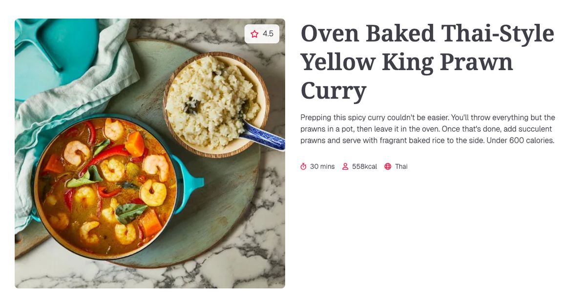 Oven Baked Thai-Style Yellow King Prawn Curry (30 mins) | Gousto Recipe ...