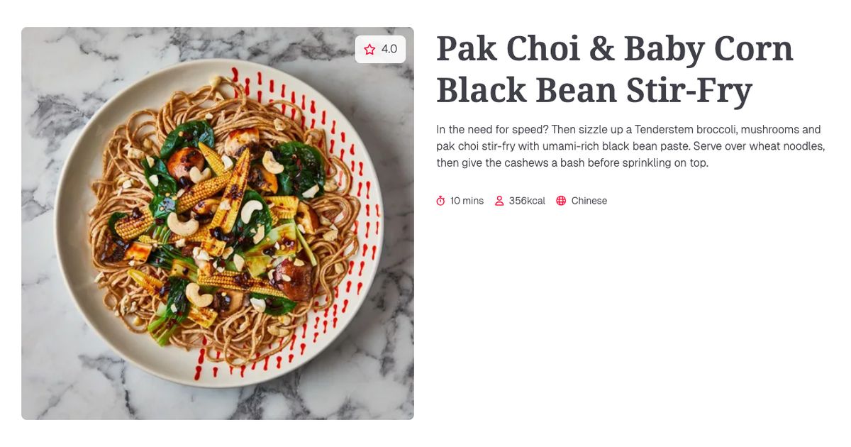 Pak Choi & Baby Corn Black Bean Stir-Fry (10 mins) | Gousto Recipe Search