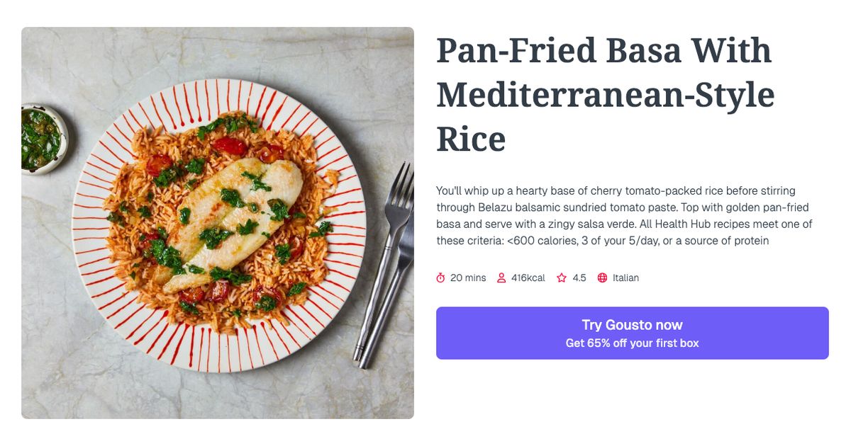 Pan-Fried Basa With Mediterranean-Style Rice (20 mins) | Gousto Recipe ...