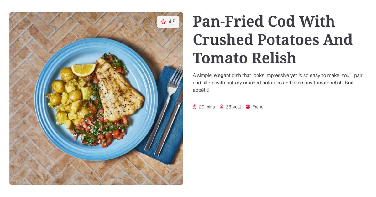 Pan-Fried Cod With Crushed Potatoes And Tomato Relish (20 mins ...