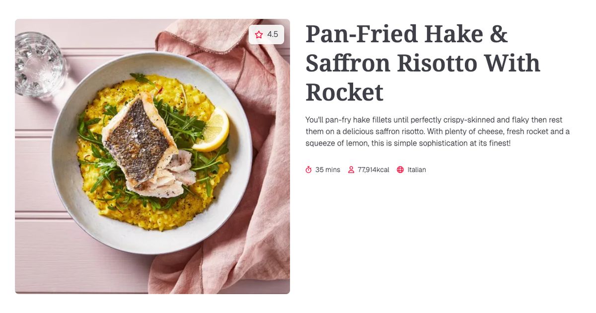 Pan-Fried Hake & Saffron Risotto With Rocket (35 mins) | Gousto Recipe ...