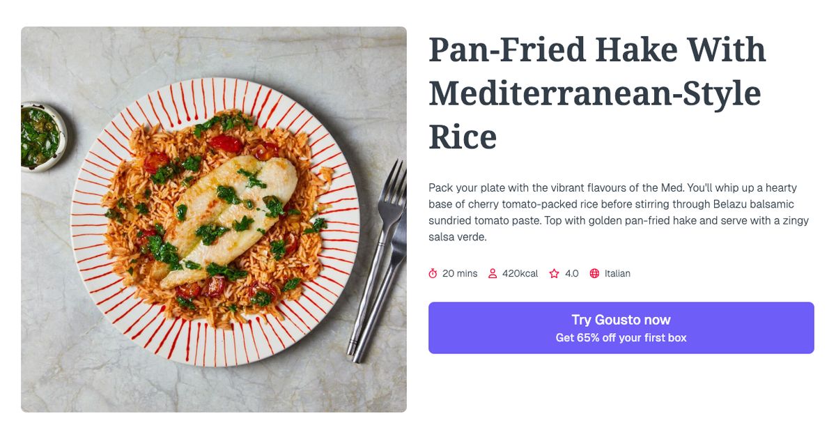 Pan-Fried Hake With Mediterranean-Style Rice (20 mins) | Gousto Recipe ...