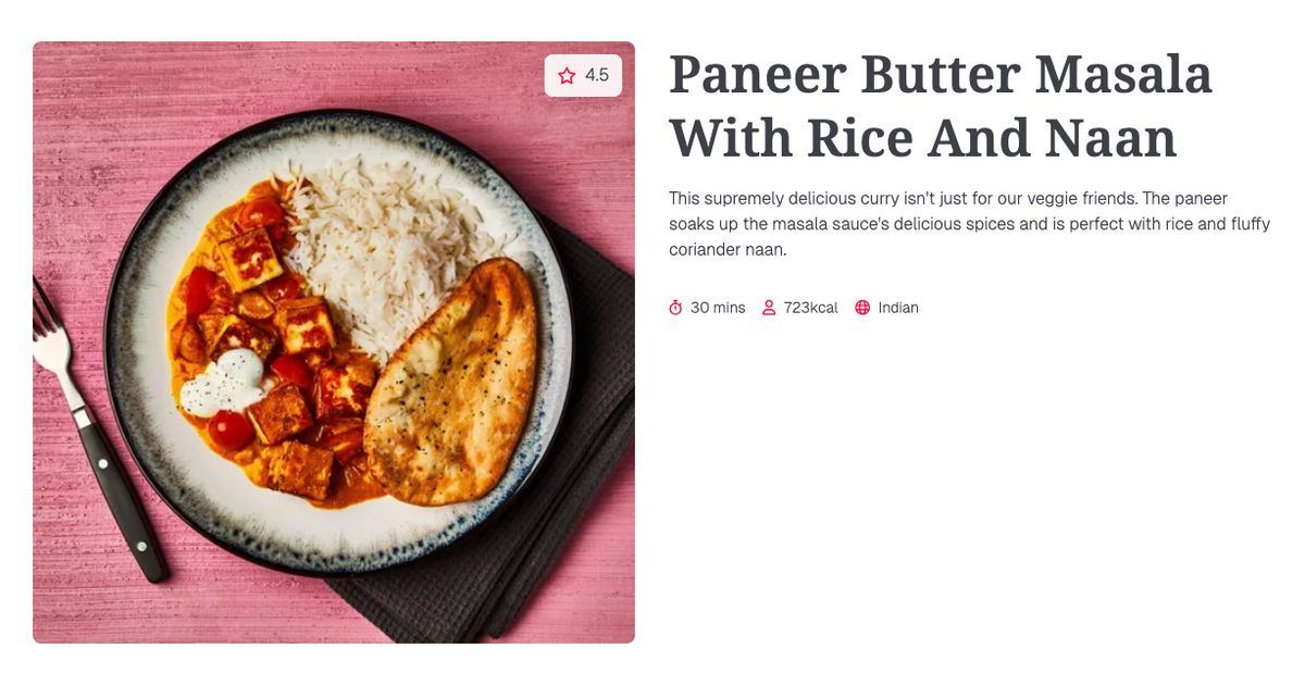 Paneer Butter Masala With Rice And Naan (30 mins) | Gousto Recipe Search