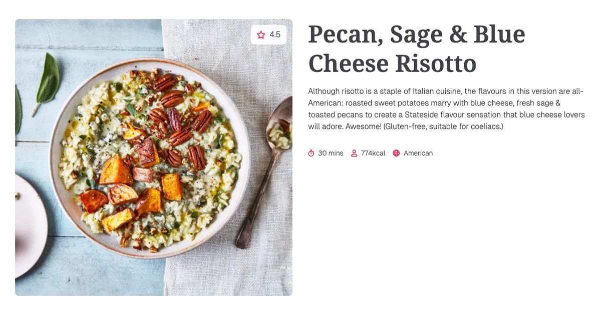 Pecan, Sage & Blue Cheese Risotto (30 mins) | Gousto Recipe Search