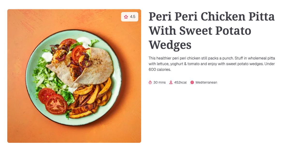 Peri Peri Chicken Pitta With Sweet Potato Wedges (30 mins) | Gousto ...