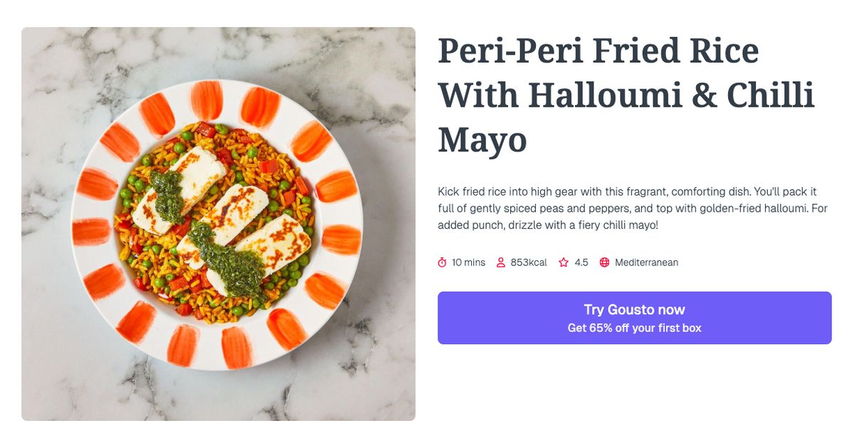 Peri-Peri Fried Rice With Halloumi & Chilli Mayo (10 mins) | Gousto ...