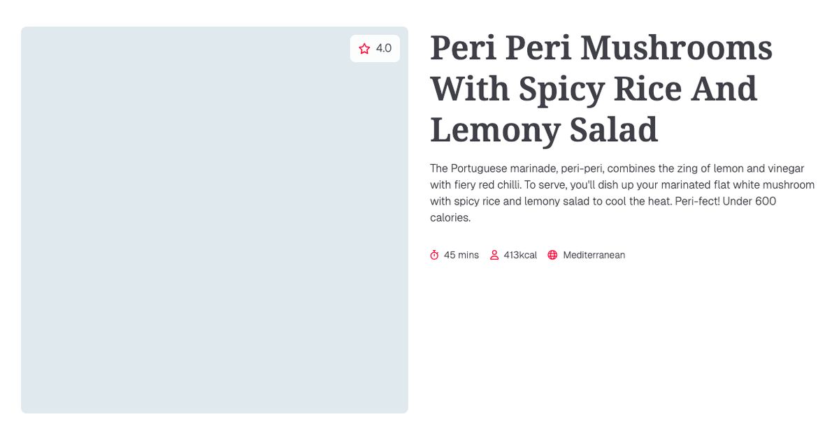 Peri Peri Mushrooms With Spicy Rice And Lemony Salad (45 mins) | Gousto ...