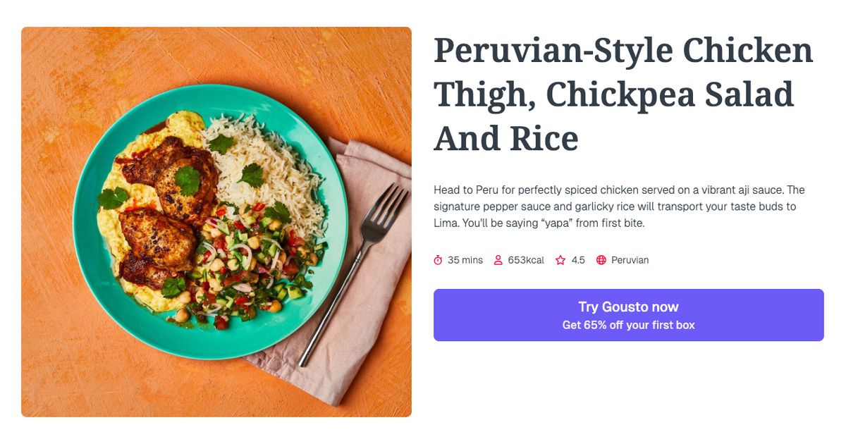 Peruvian-Style Chicken Thigh, Chickpea Salad And Rice (35 mins ...