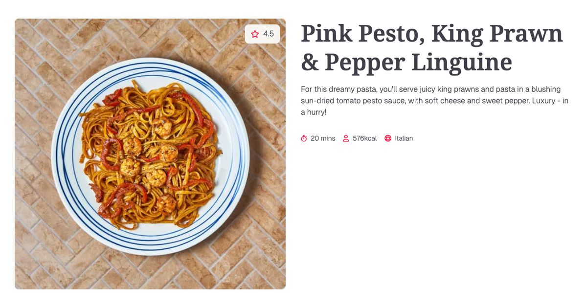Pink Pesto, King Prawn & Pepper Linguine (20 mins) | Gousto Recipe Search