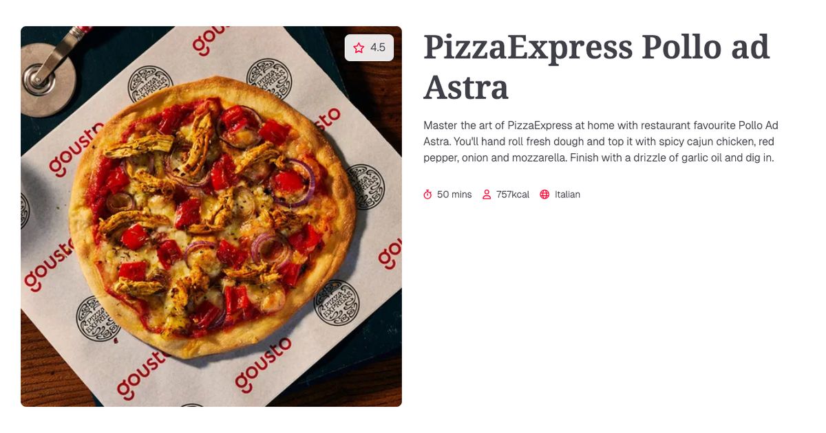 PizzaExpress Pollo ad Astra (50 mins) | Gousto Recipe Search