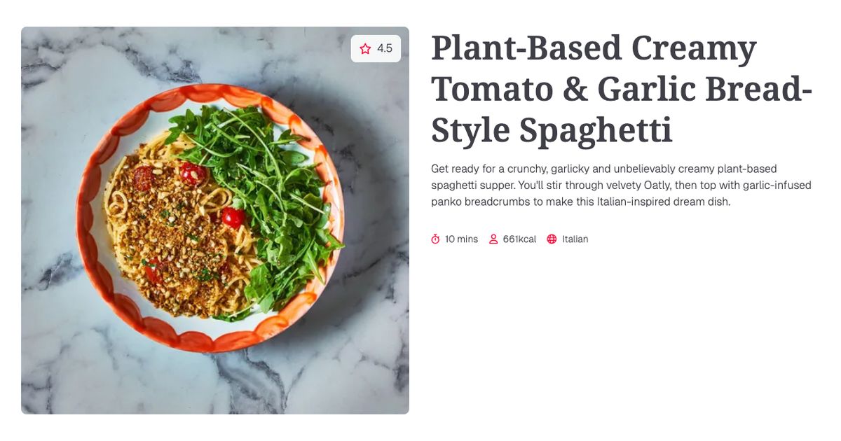 Plant-Based Creamy Tomato & Garlic Bread-Style Spaghetti (10 mins ...