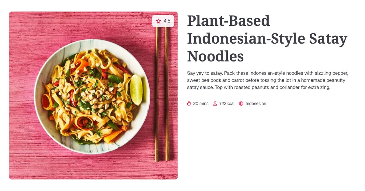 Plant-Based Indonesian-Style Satay Noodles (20 mins) | Gousto Recipe Search