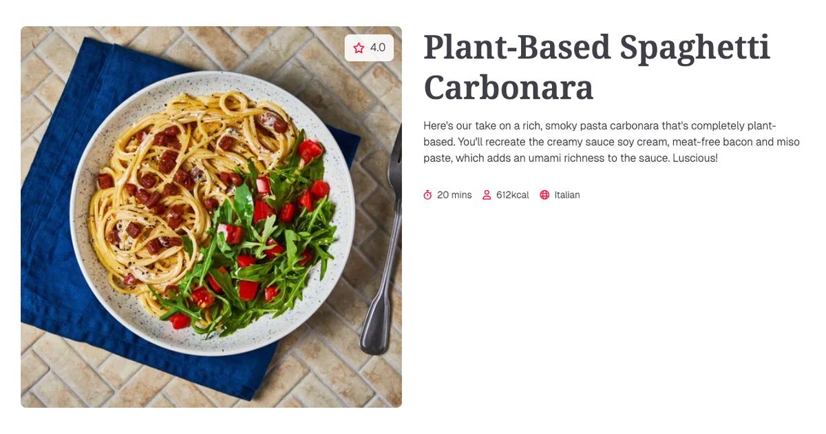 Plant-Based Spaghetti Carbonara (20 mins) | Gousto Recipe Search