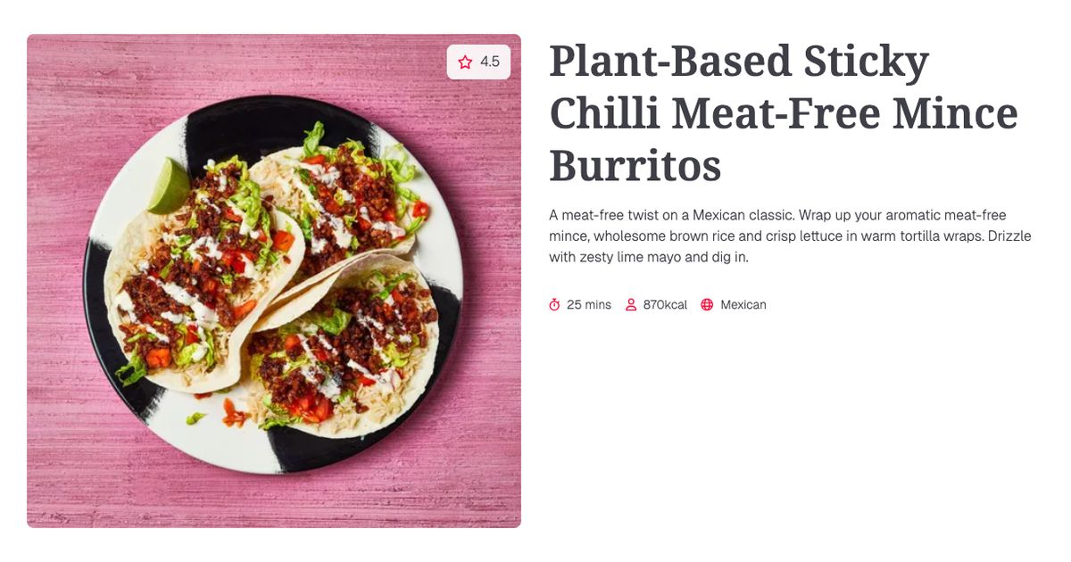 Plant-Based Sticky Chilli Meat-Free Mince Burritos (25 mins) | Gousto ...