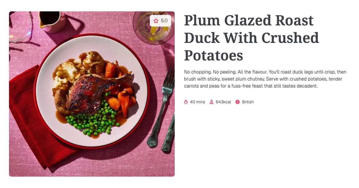 Plum Glazed Roast Duck With Crushed Potatoes (40 mins) | Gousto Recipe ...