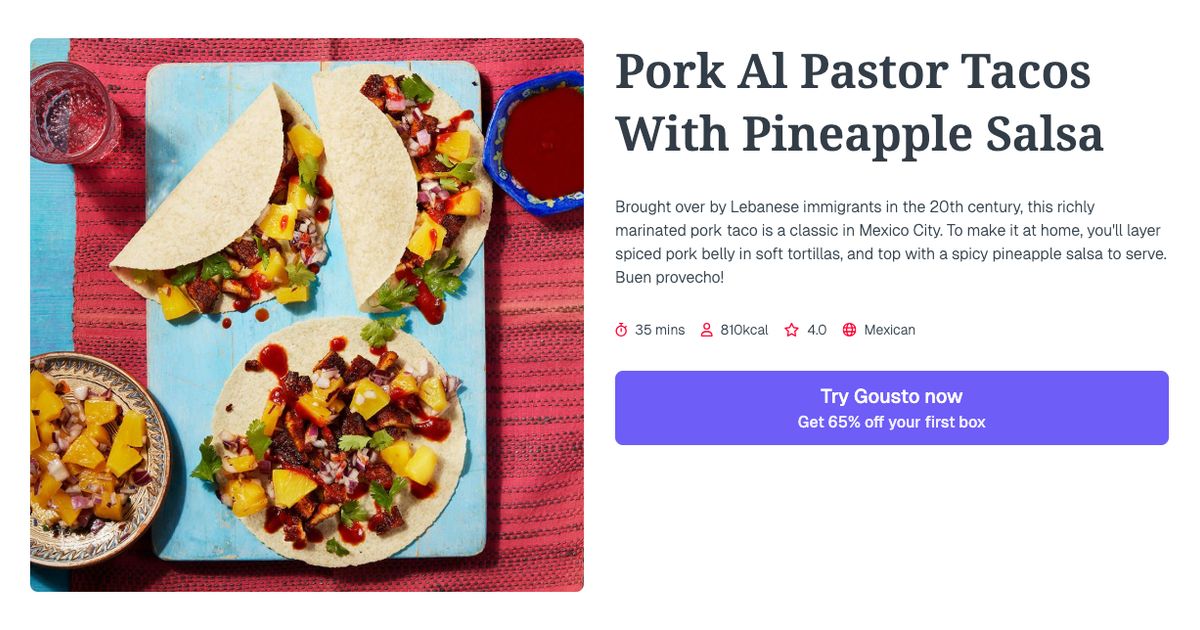 Pork Al Pastor Tacos With Pineapple Salsa (35 mins) | Gousto Recipe Search