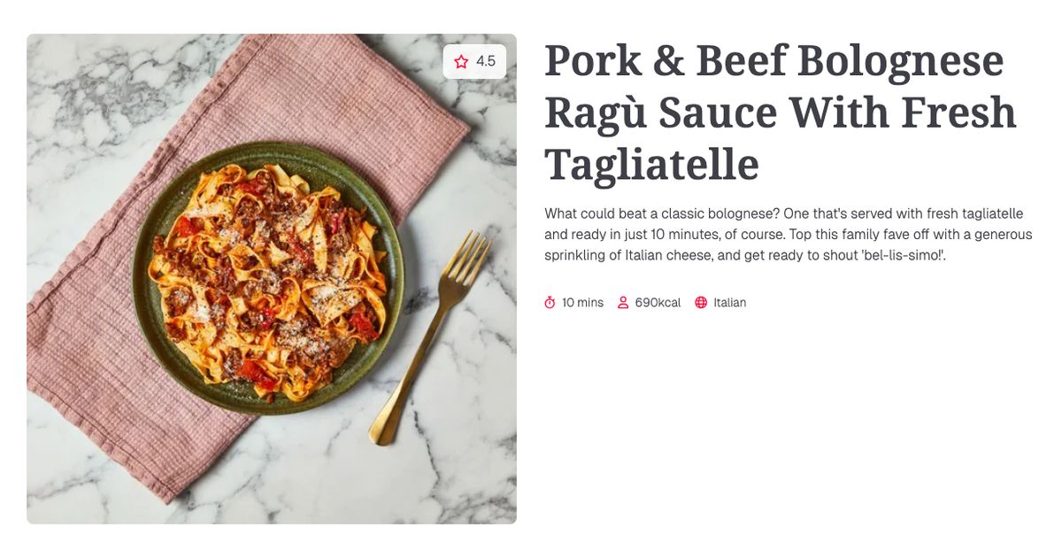 Pork & Beef Bolognese Ragù Sauce With Fresh Tagliatelle (10 mins ...