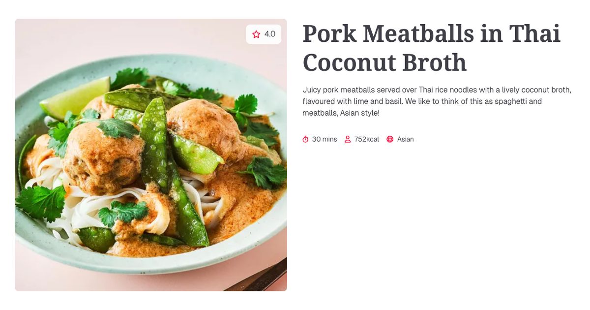 Pork Meatballs in Thai Coconut Broth (30 mins) | Gousto Recipe Search