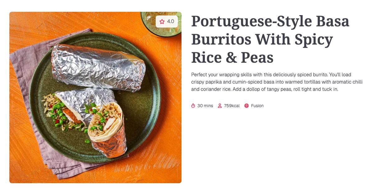 Portuguese-Style Basa Burritos With Spicy Rice & Peas (30 mins ...