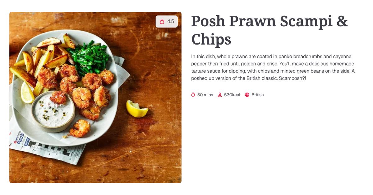 Posh Prawn Scampi & Chips (30 mins) | Gousto Recipe Search