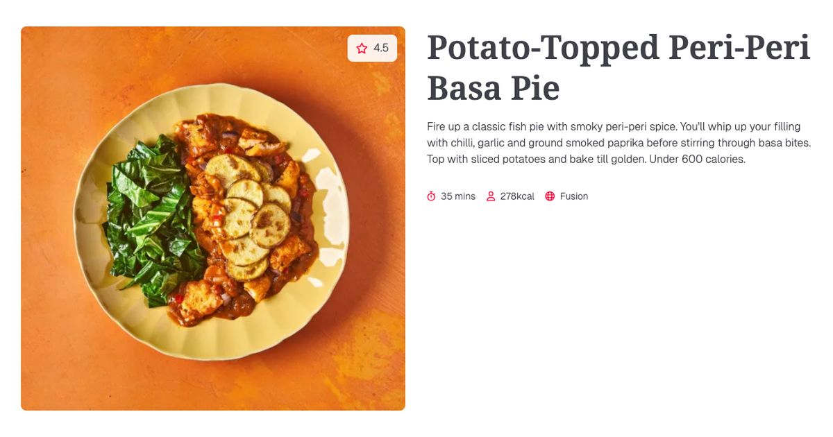 Potato-Topped Peri-Peri Basa Pie (35 mins) | Gousto Recipe Search