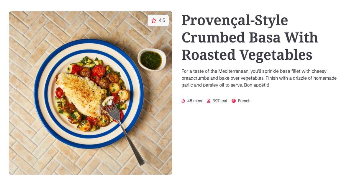 Provençal-Style Crumbed Basa With Roasted Vegetables (45 mins) | Gousto ...