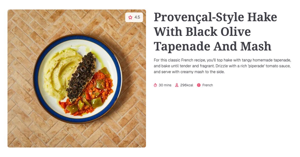 Provençal-Style Hake With Black Olive Tapenade And Mash (30 mins ...