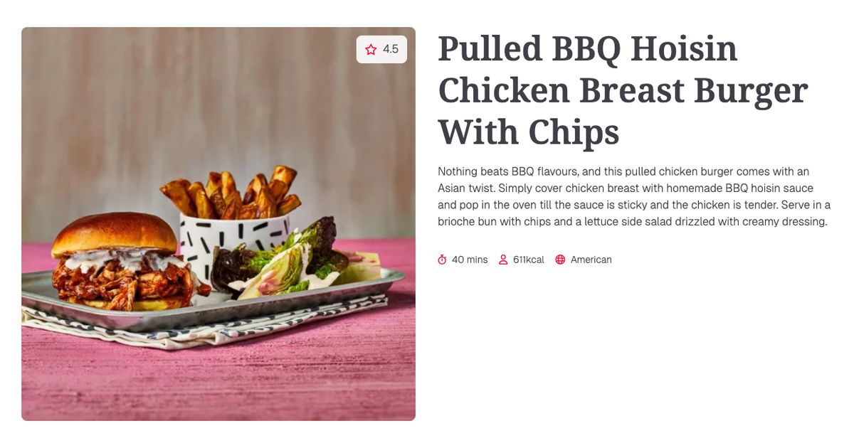 Pulled BBQ Hoisin Chicken Breast Burger With Chips (40 mins) | Gousto ...