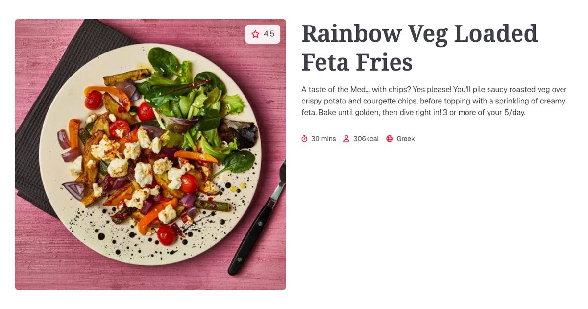 Rainbow Veg Loaded Feta Fries (30 mins) | Gousto Recipe Search