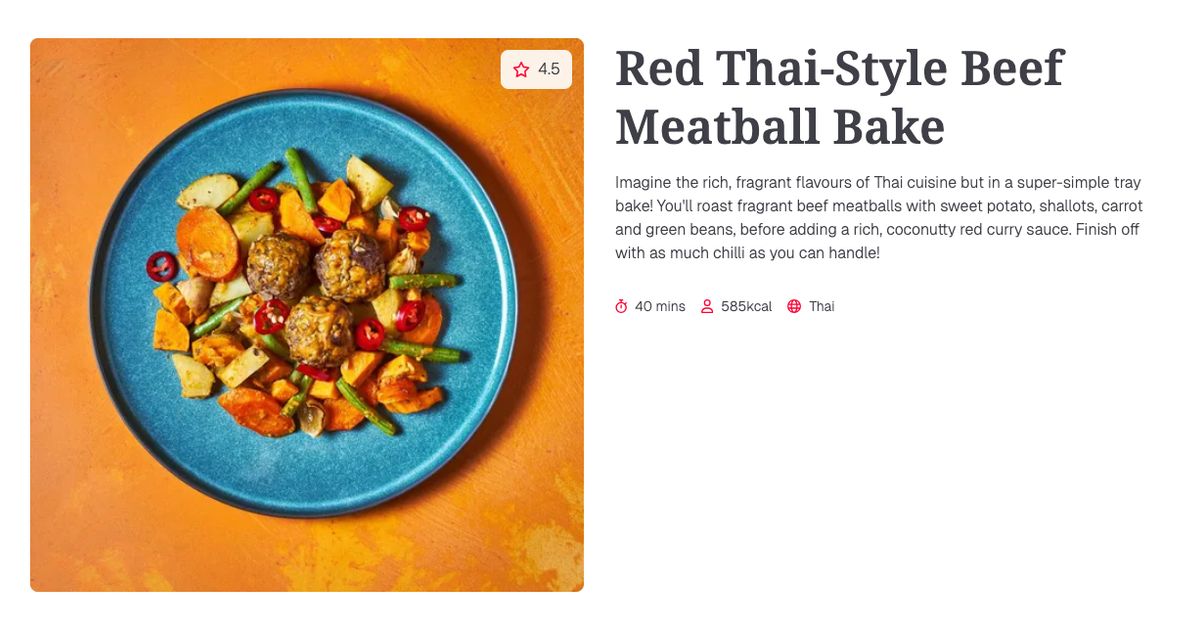 Red Thai-Style Beef Meatball Bake (40 mins) | Gousto Recipe Search