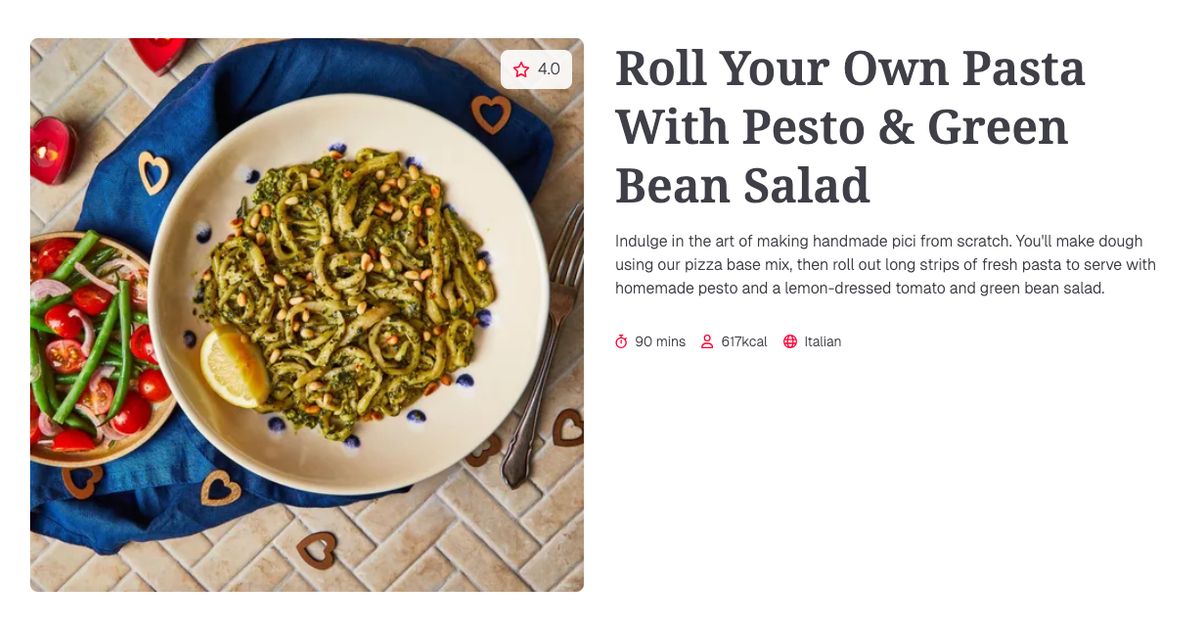 Roll Your Own Pasta With Pesto & Green Bean Salad (90 mins) | Gousto ...