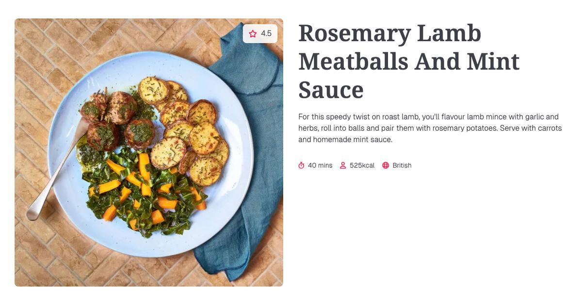 Rosemary Lamb Meatballs And Mint Sauce (40 mins) | Gousto Recipe Search